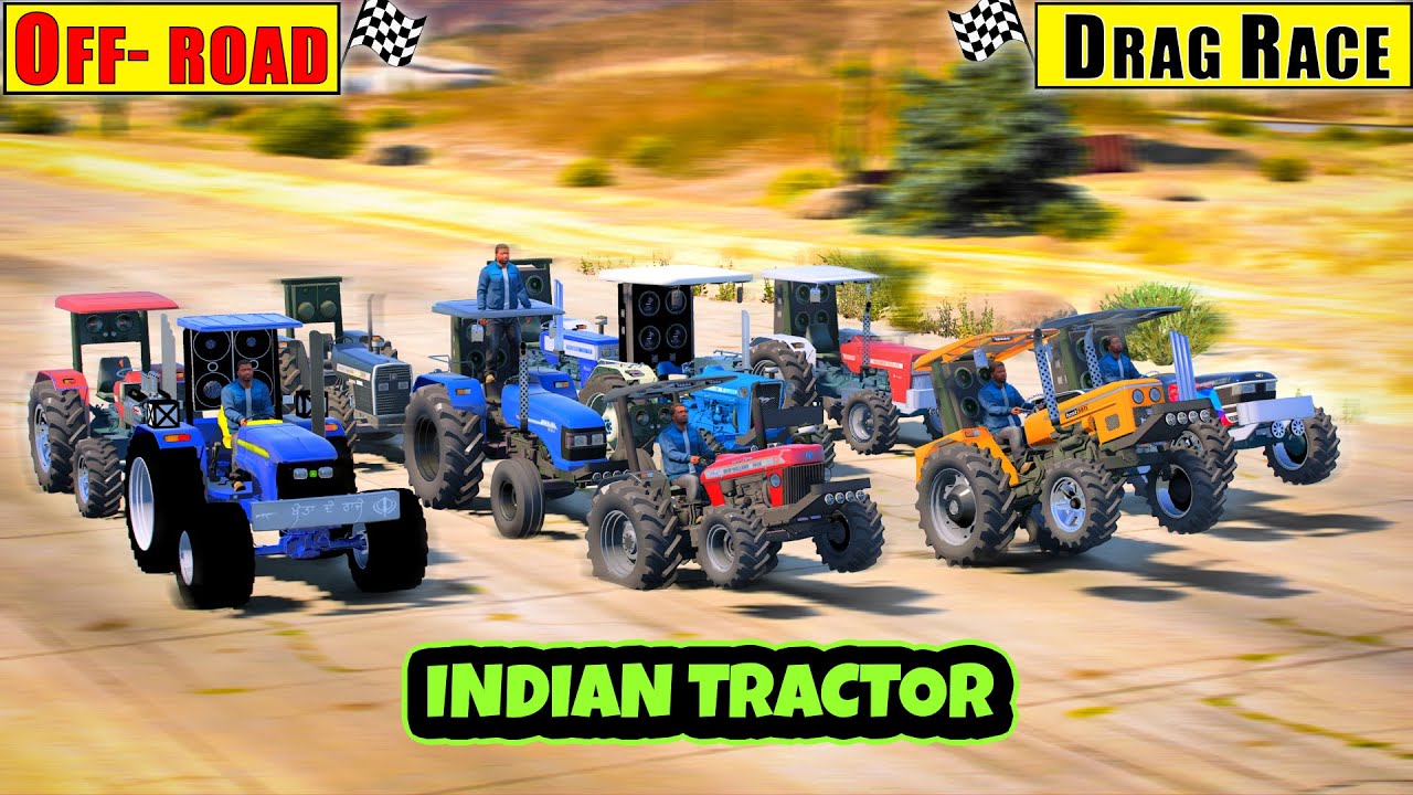 GTA 5 : INDIAN TRACTOR 🚜 TOP SPEED TEST OFF-ROAD DRAG RACE GTA 5 MODS ...