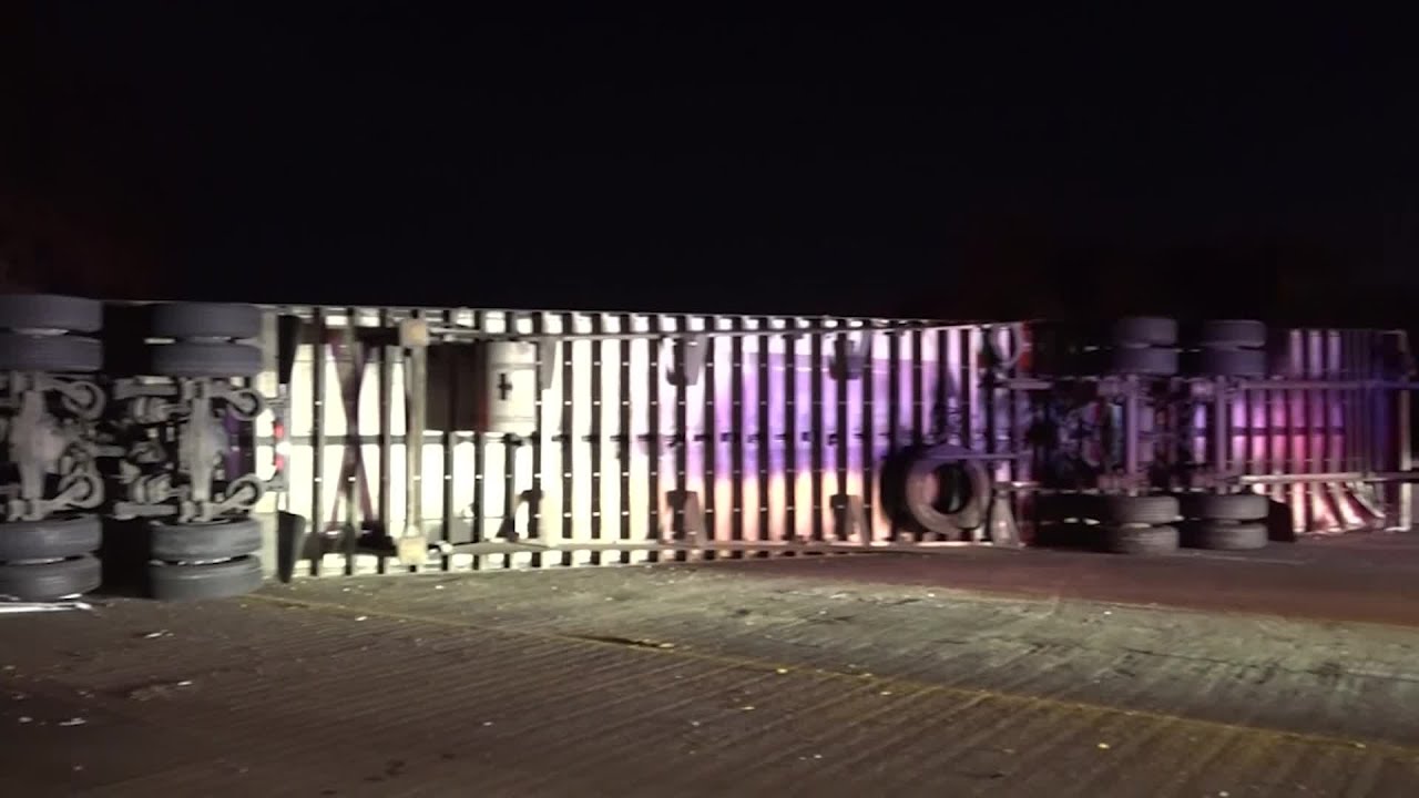 Raw video: Scene of overturned big rig blocking northbound I-680 in ...