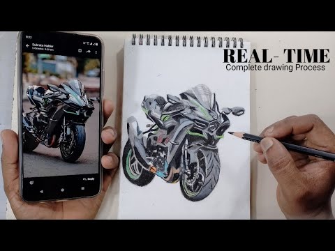 How to Draw Sports Motorcycle | Kawasaki Ninja H2R | Sports Bike ...