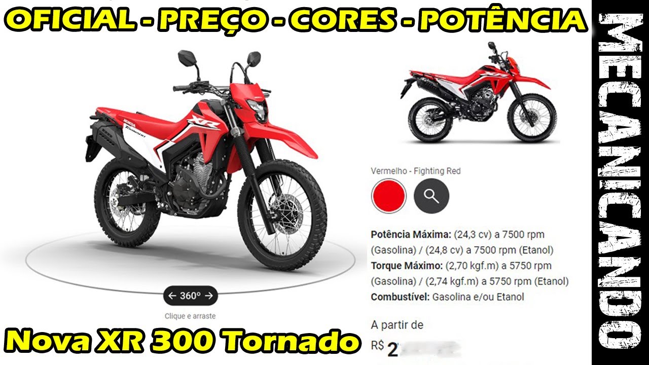 AGORA É OFICIAL - PREÇO - COR - POTÊNCIA DA NOVA XR 300 TORNADO ...