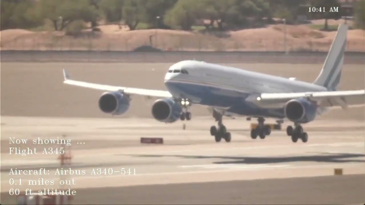 Private Airbus A340 lands in Las Vegas - YouTube