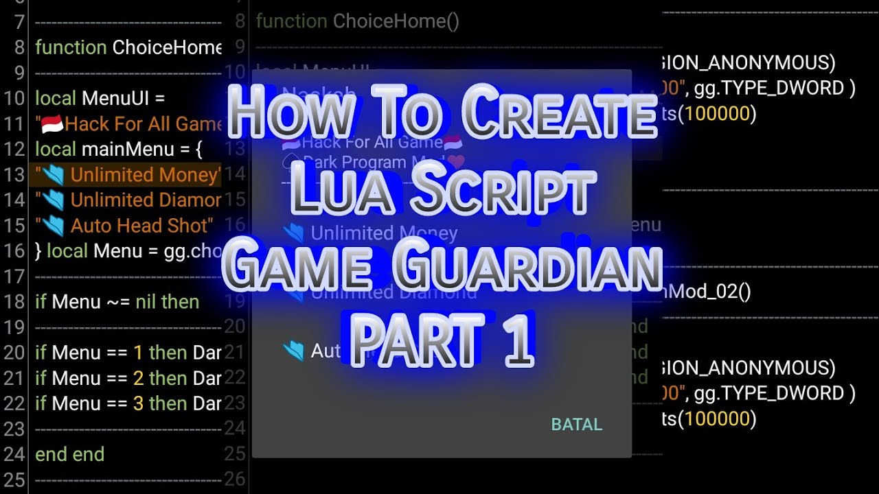How To Create Lua Script Game Guardian | Part 1 - YouTube