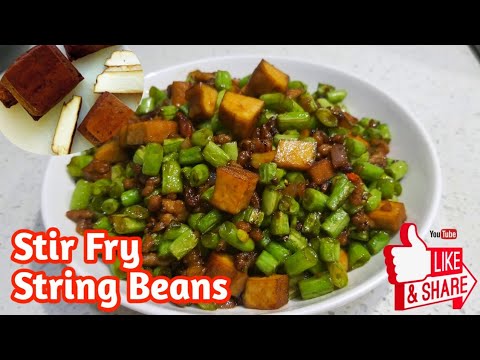 Stir Fry String Beans with Five Spice Tofu and Minced Pork - YouTube