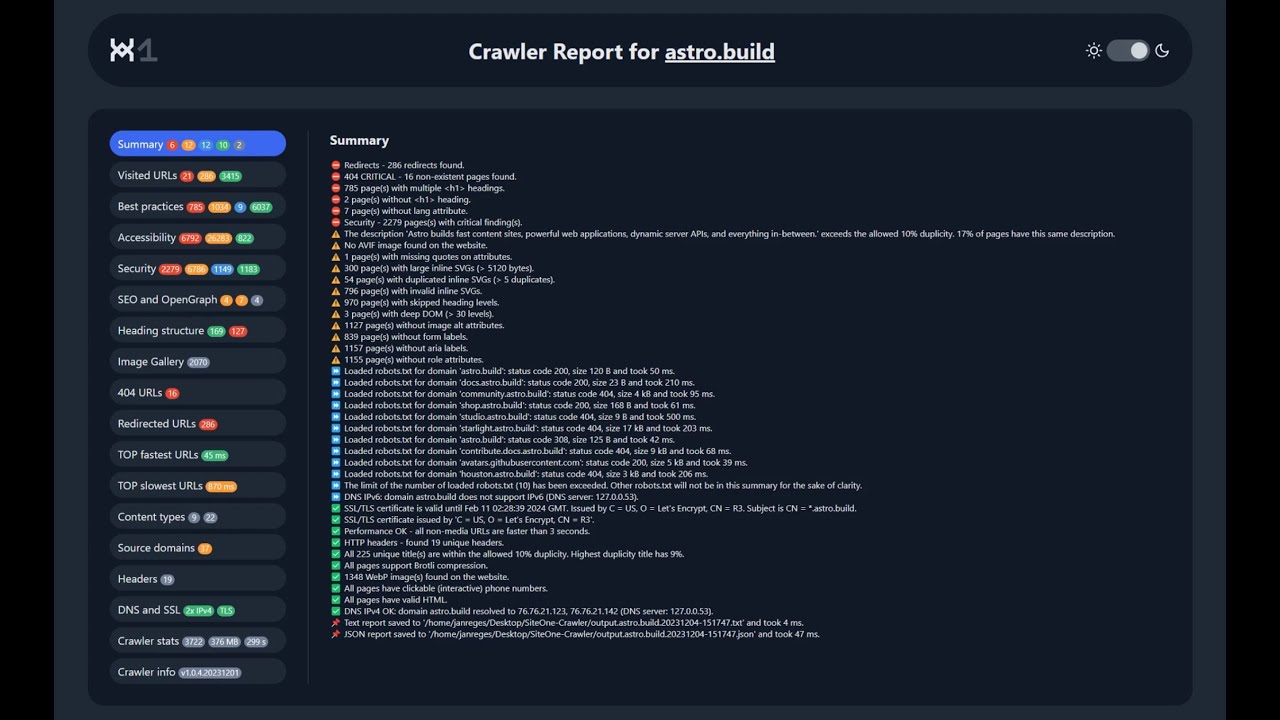 SiteOne Crawler - HTML report - YouTube