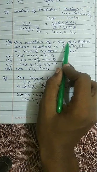 One equation of a pair of dependent linear equation is -5x + 7y = 2 then, find the second ...