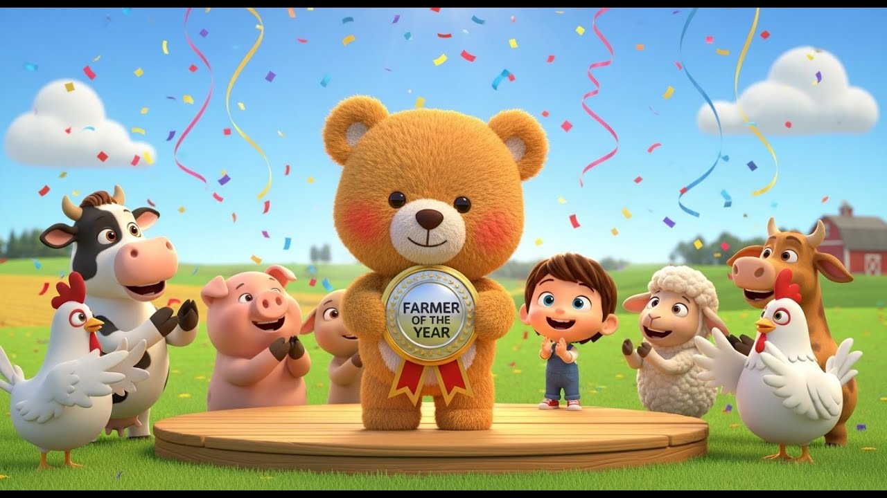 Mi osito de peluche montaba en tractor | Canción infantil y rima para ...