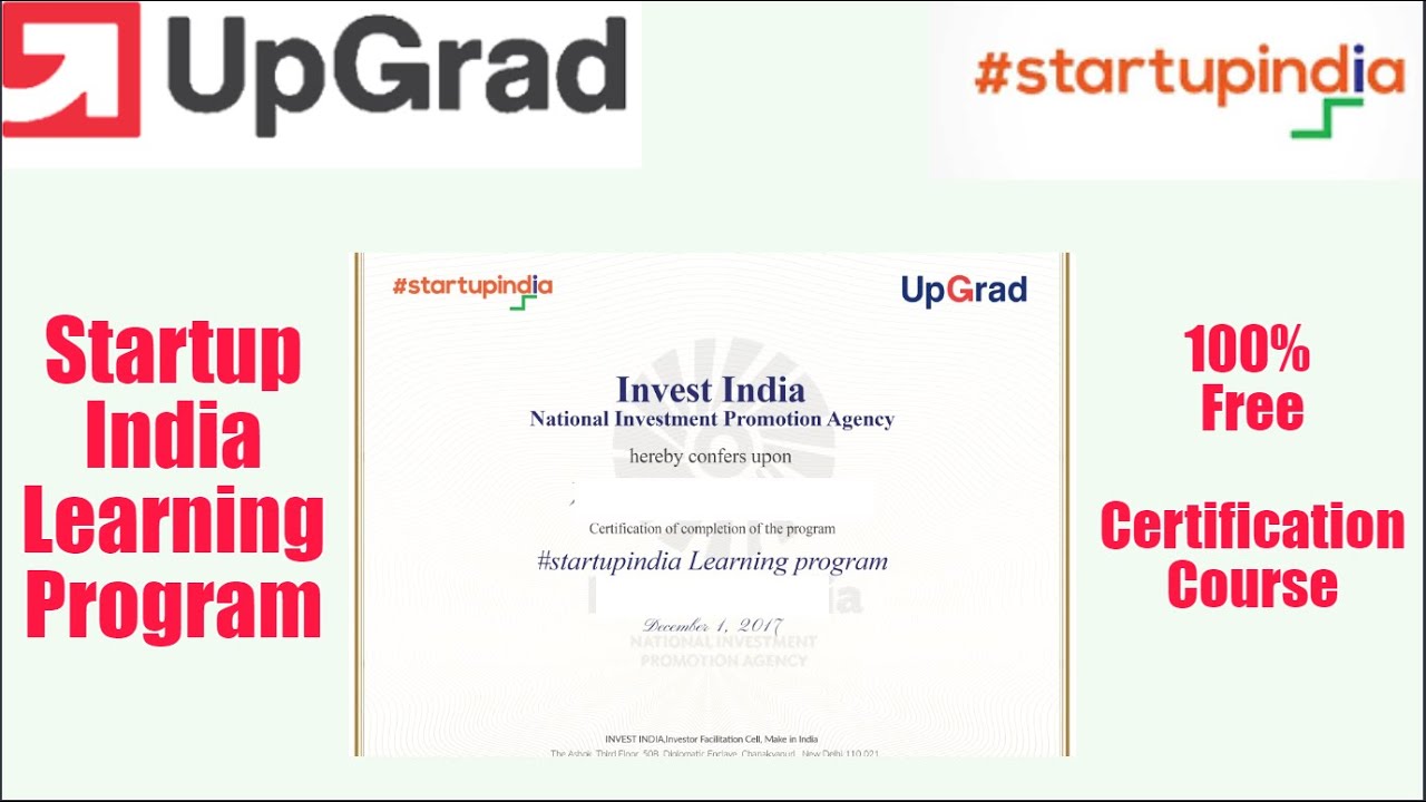 How to enroll Startup India Learning Program Powered by UpGrad - YouTube