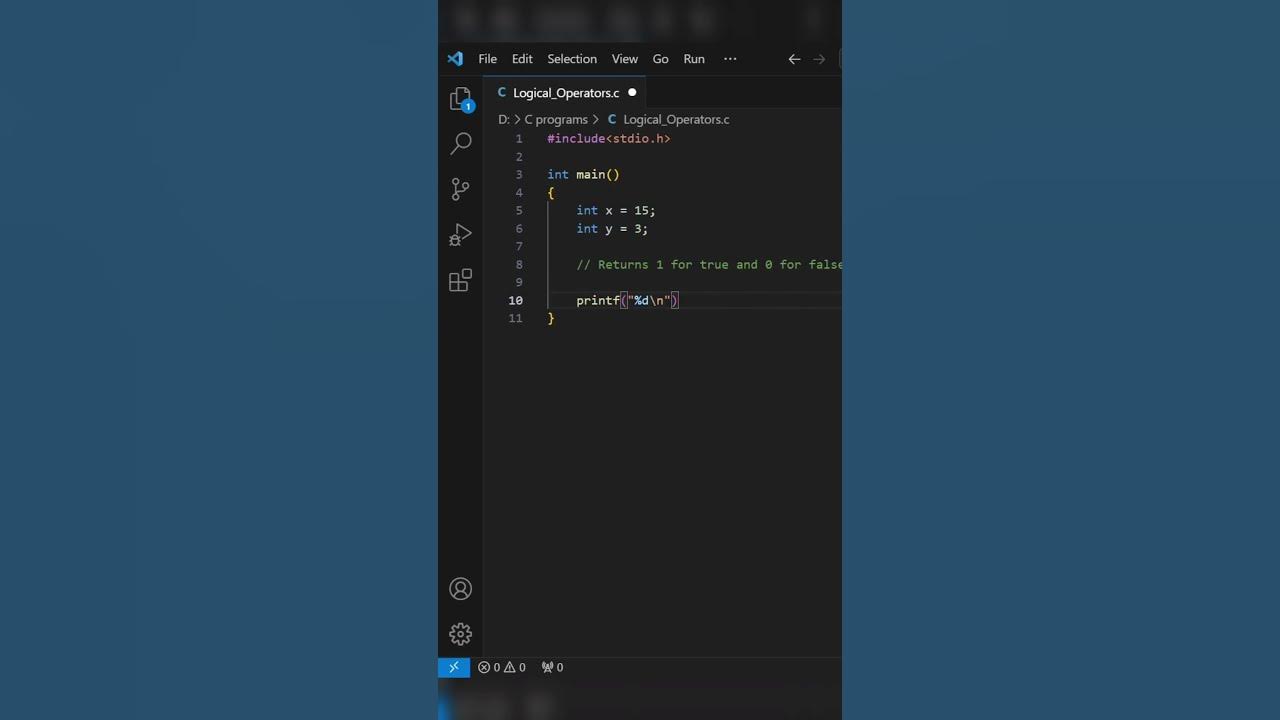 logical operators in C language #youtubeshorts #shorts #coding - YouTube