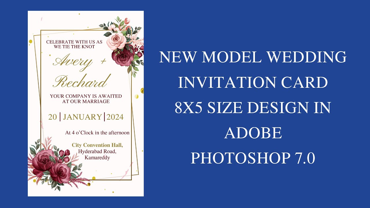 New Model Wedding Invitation Card 8X5 Size Design In Adobe Photoshop 7. ...