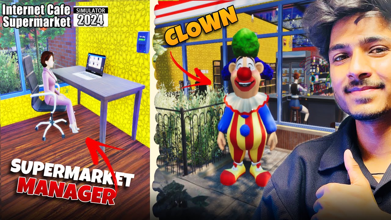 I HIRED MANAGER AND CLOWN IN THE SUPERMARKET | Internet Cafe & Supermarket Simulator 24 HINDI ...