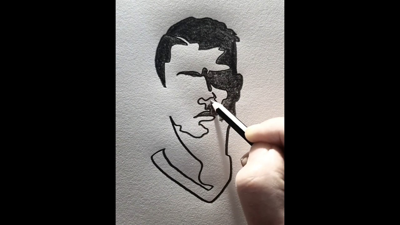 Christiano Ronaldo Detailed One Line Drawing and Shadowing - YouTube