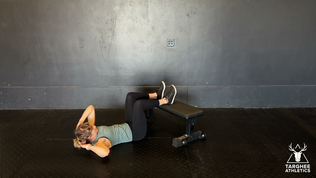 Alternating Crunch w: Feet On Bench - YouTube
