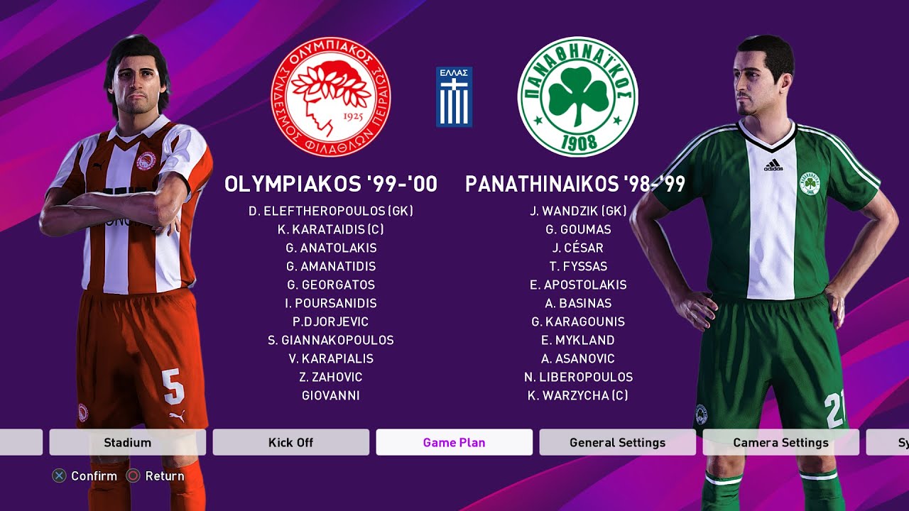 OLYMPIAKOS 1999-00 vs PANATHINAIKOS 1998-99 1ο Ημ. [PES 2020 || Greek ...