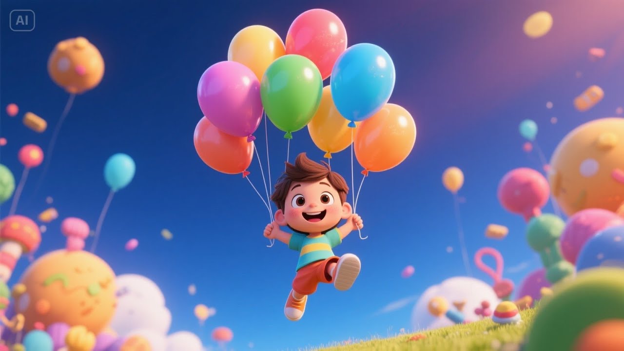 Count the Balloons Flying Away | Fun Counting Song for Kids | Learn ...