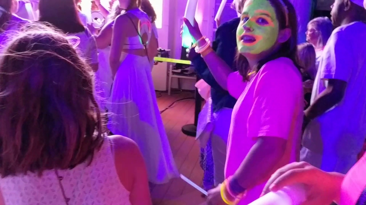 Girls dancing NCL Breakaway glow party - YouTube