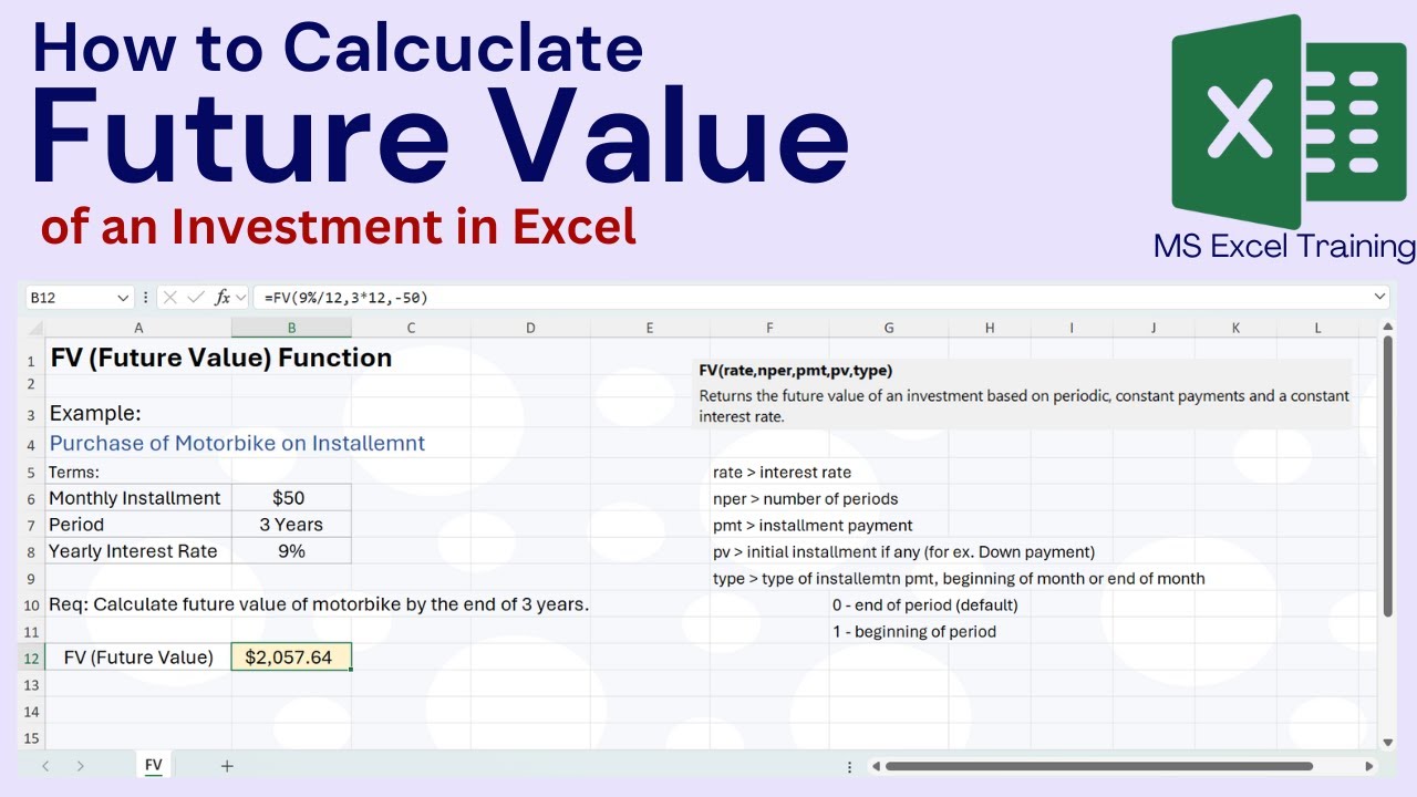 How to Calculate Future Value of Investment in Excel - YouTube