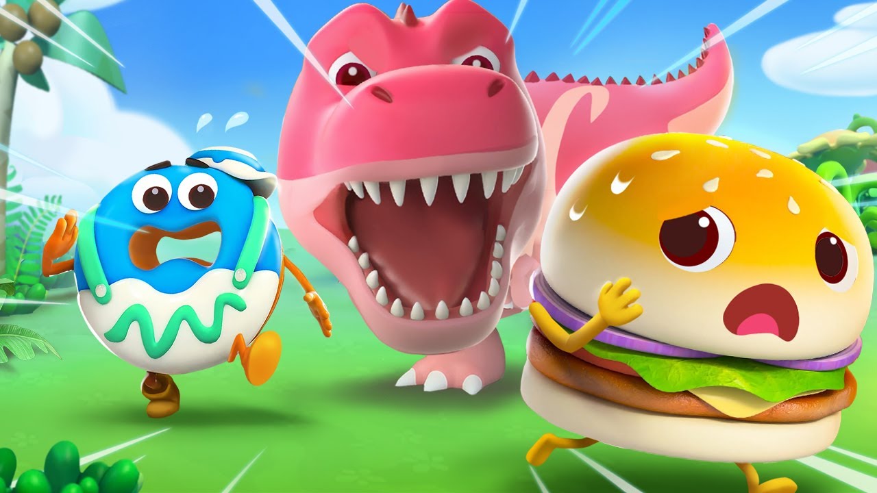 Oh, It's the Dino! | Donut, Burger, Cupcake | Yummy Foods Animation ...