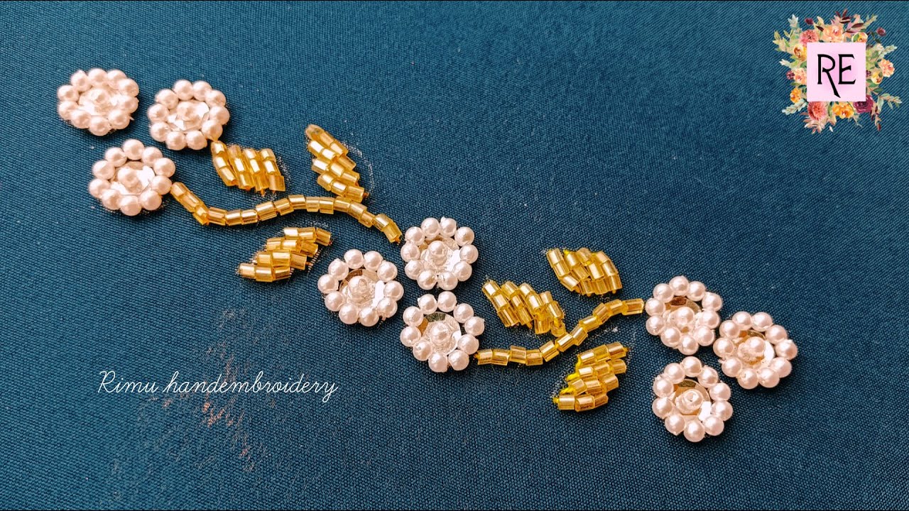 Hand embroidery beadwork border, Easy beginner friendly tutorial. - YouTube