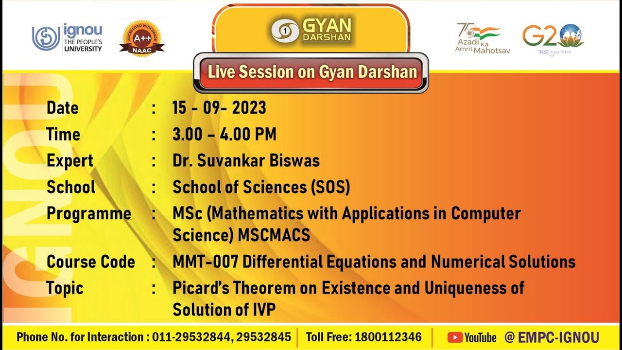 Picard’s Theorem on Existence and Uniqueness of Solution of IVP - YouTube