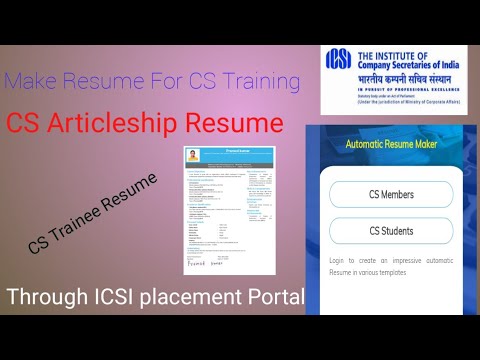 How to make CS Trainee Resume|| CS Articleship Resume || CS Resume ...