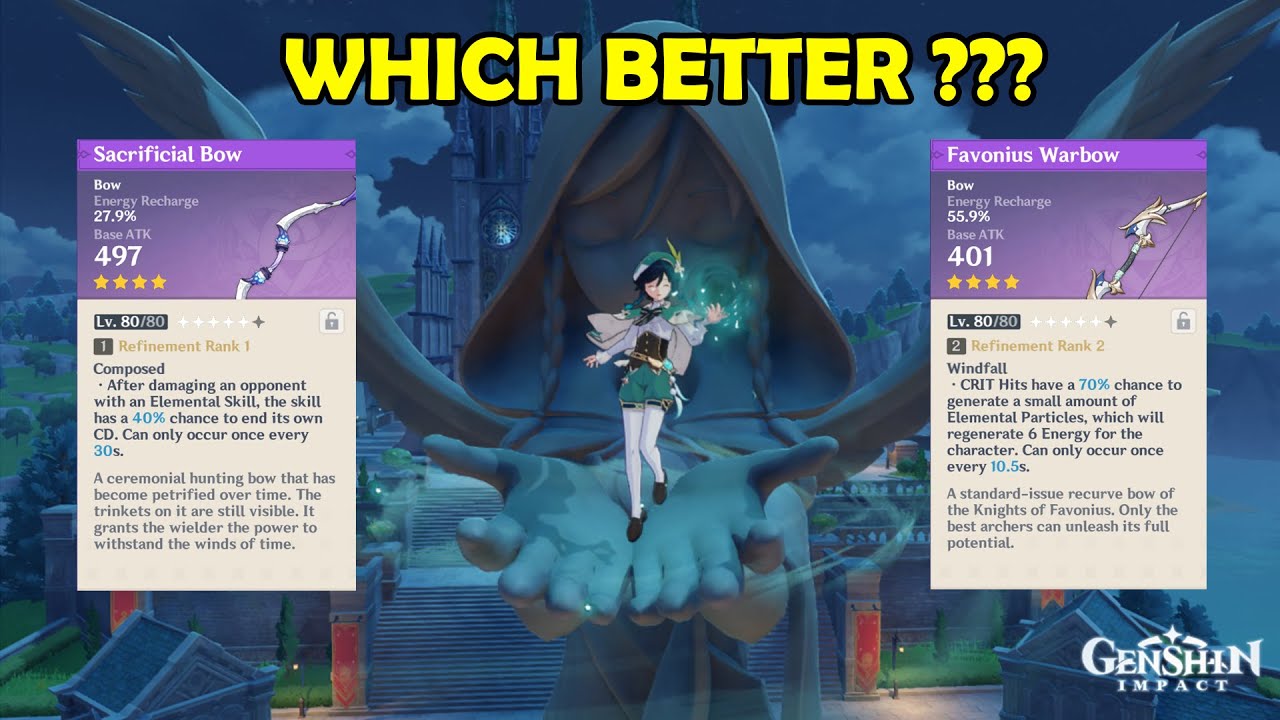 Sacrificial Bow vs Favonius Warbow Untuk Venti | Spiral Abyss Lantai 11 ...