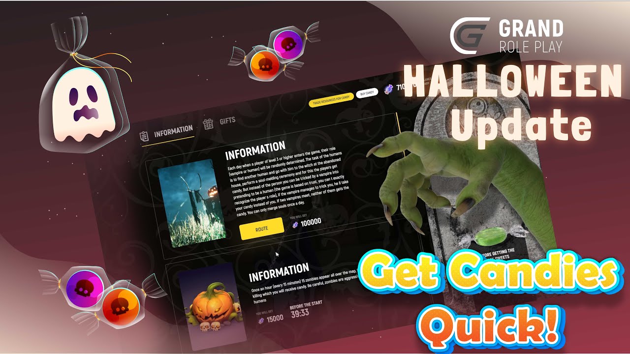 Best Ways to get Candies! Grand rp Halloween Update - YouTube