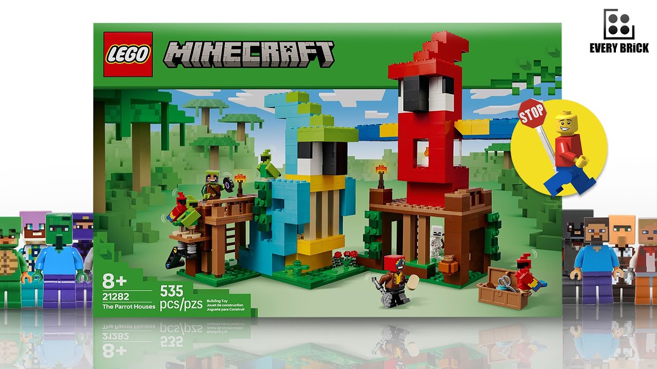 LEGO Minecraft The Parrot Houses - 21282 Speed Build (60fps) - YouTube
