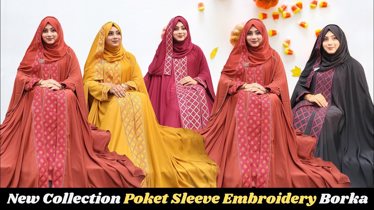 New Collection Poket Sleeve Embroidery Borka, dubai Poket Sleeve Borka ...