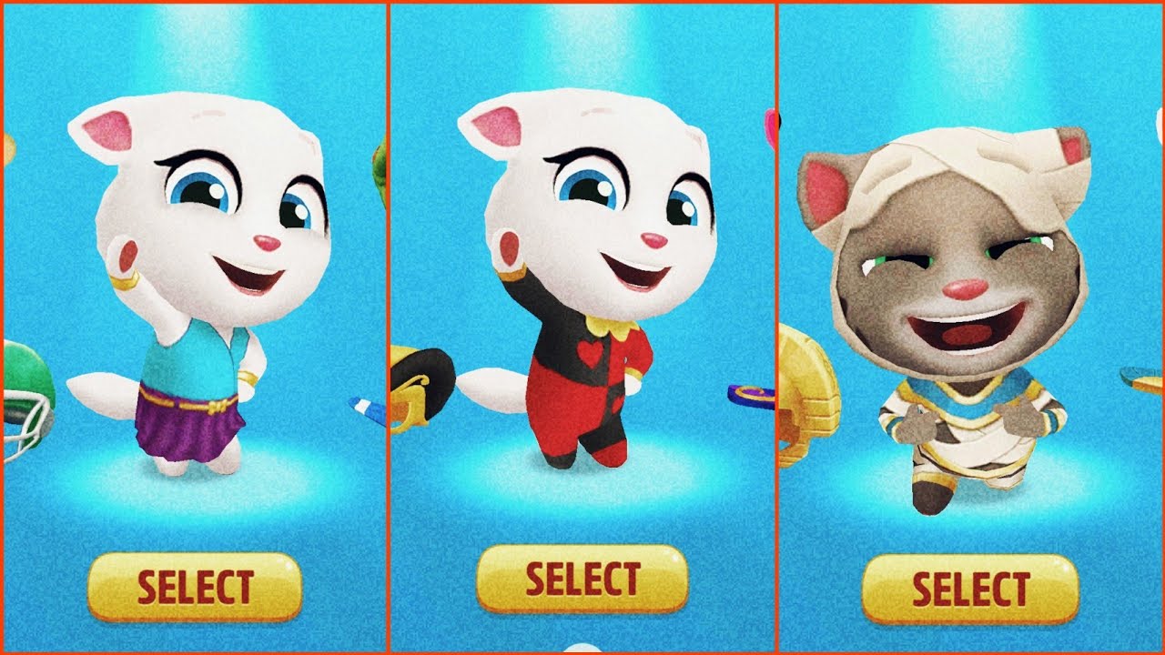 Talking Tom Gold Run - Neon Angela, Carnival Angela, Mummy Tom - YouTube