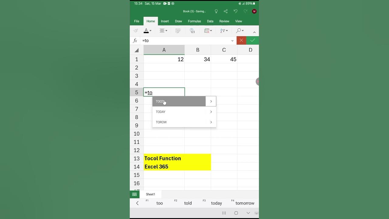 Excel 365 Tutorial Tocol Function #excel #excelformula #exceltips - YouTube