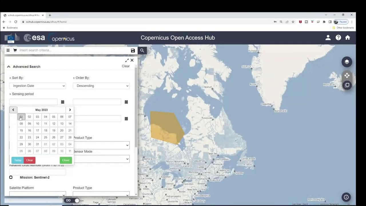 How to search Sentinel-1 Data on Open Access Hub - YouTube