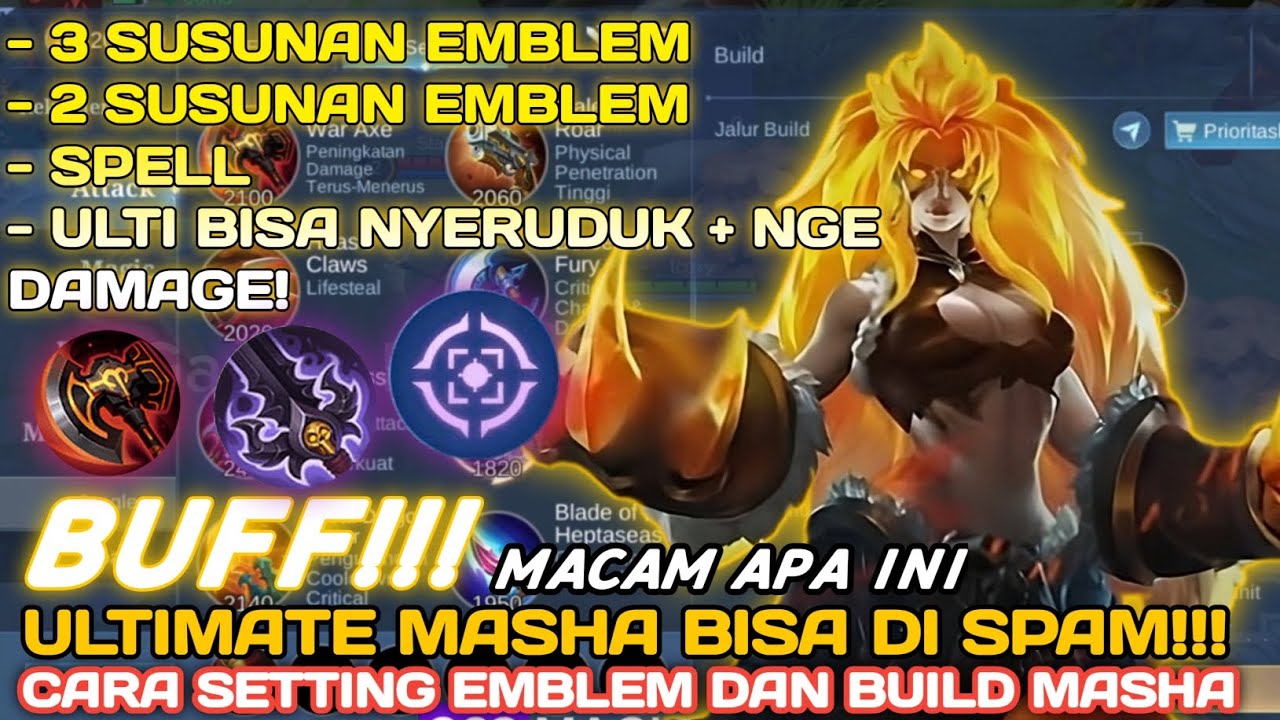 BEST REVAMP MASHA! | SET BUILD MASHA TERSAKIT 2024 | EMBLEM DAN BUILD ...