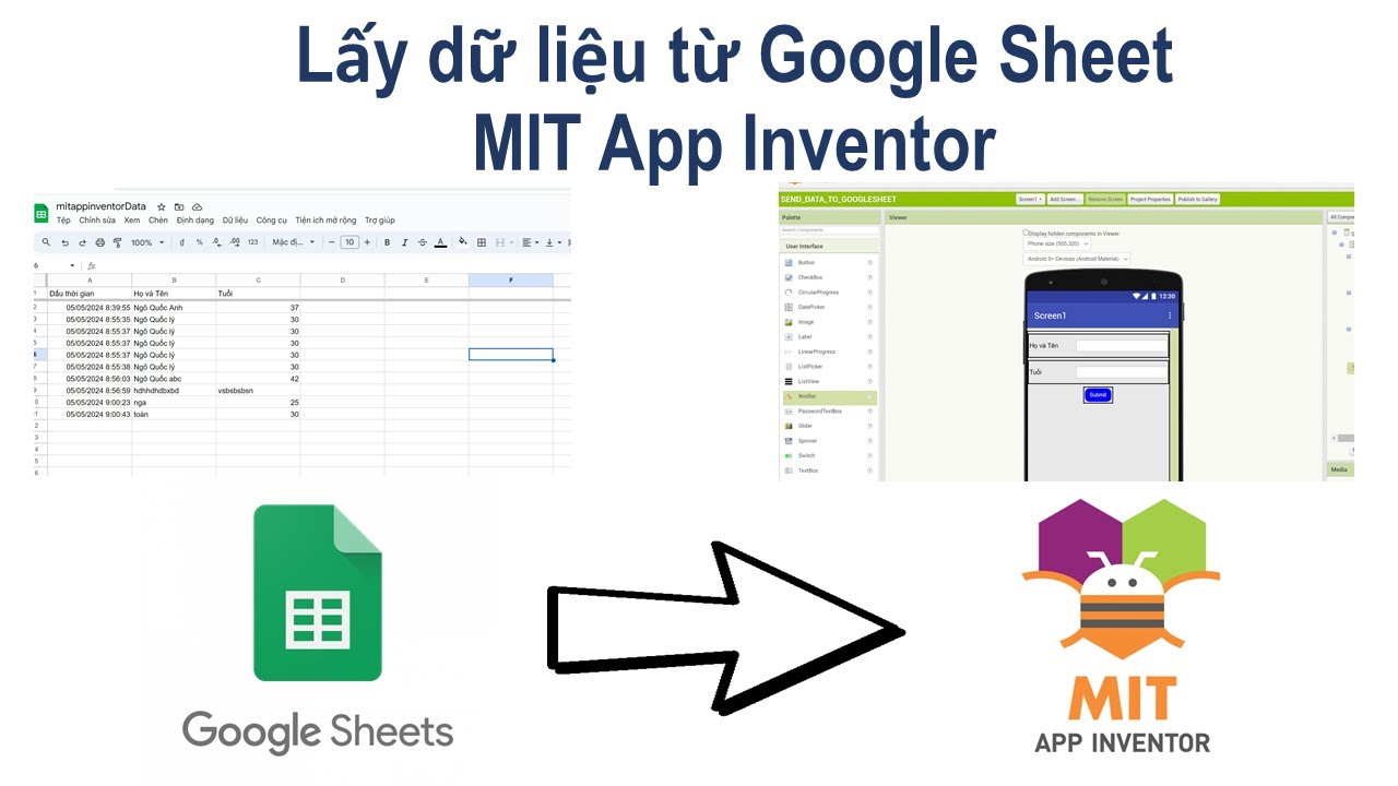 Lấy data từ google Sheet sử dụng MIT App Inventor - YouTube