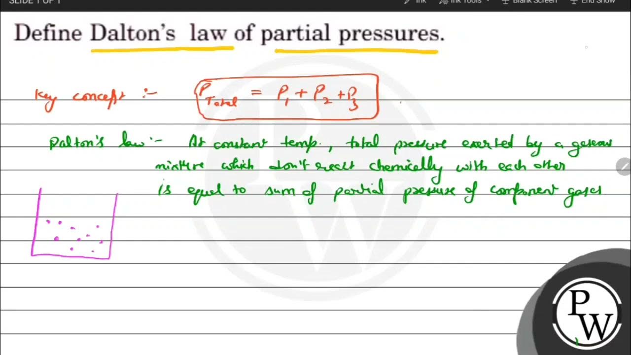 Define Daltons law of partial pressures. W - YouTube