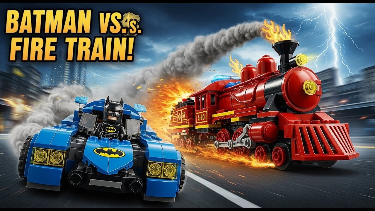 Batman Batmobile vs. Fire Train Race | LEGO Superhero Speed Battle for ...