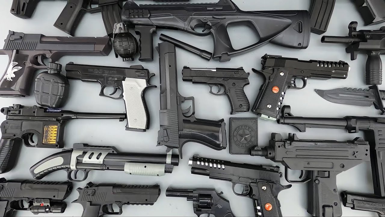 Realistic Carbon Colored Toy Guns Toy ! Grenade Rifle Pistols and ...