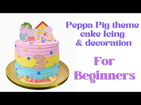 Peppa Pig theme cake icing & decoration | Easy tutorial #cakedecorating #cakedesign  #peppapigtheme