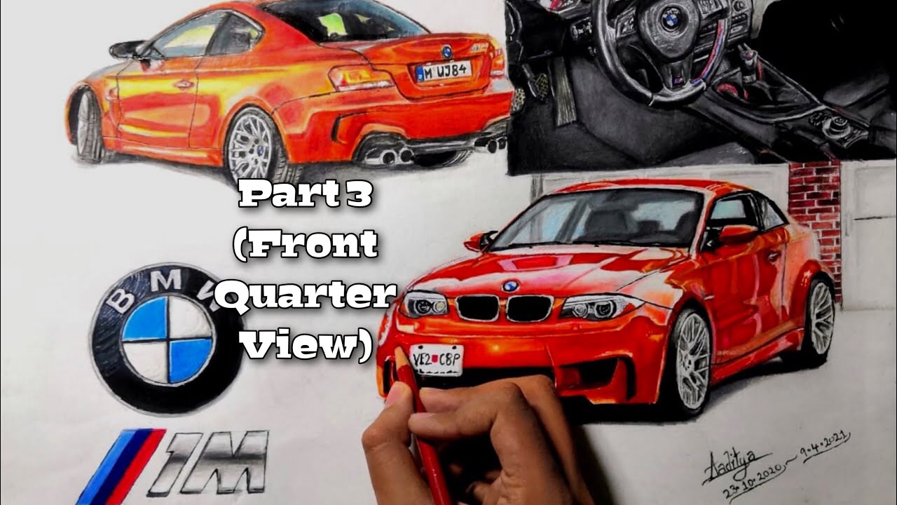Drawing BMW 1M. | Realistic drawing | Time-lapse | PART 3 ( Front-View ...