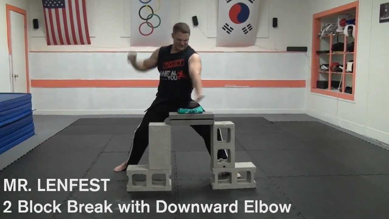 Mr Lenfest 2 Cement Block / Brick Break with Downward Elbow Strike ...