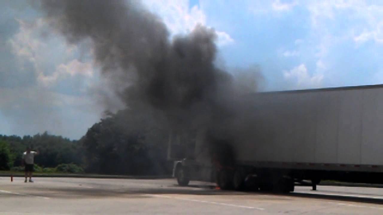 Tire fire on a big rig at the Georgetown, Kentucky rest area on 6/25/14 ...