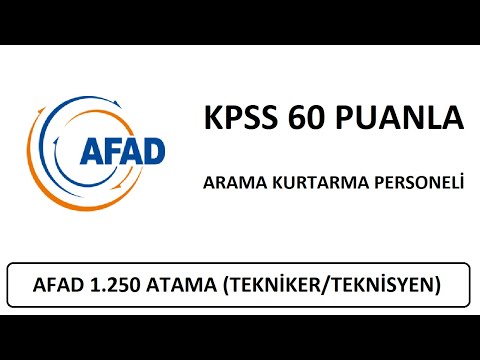 KPSS 60 PUANLA 1.250 ATAMA:ACİL DURUM VE AFET YÖNETİMİ BAŞKANLIĞI 1.250 ARAMA KURTARMA TEKNİSYENİ