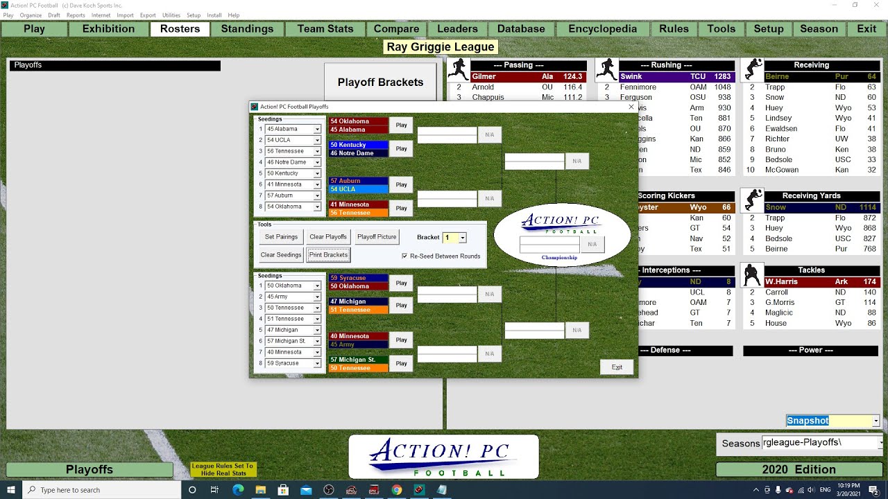 APCF: Ray Griggie League: Playoffs: Round of 16 Double Header. 54 OU at ...