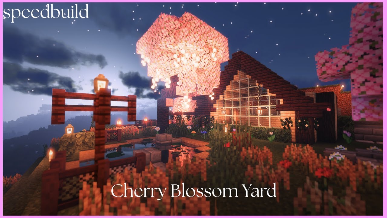 Cherry Blossom Yard | Minecraft relaxing aesthetic speed build | cozy ...