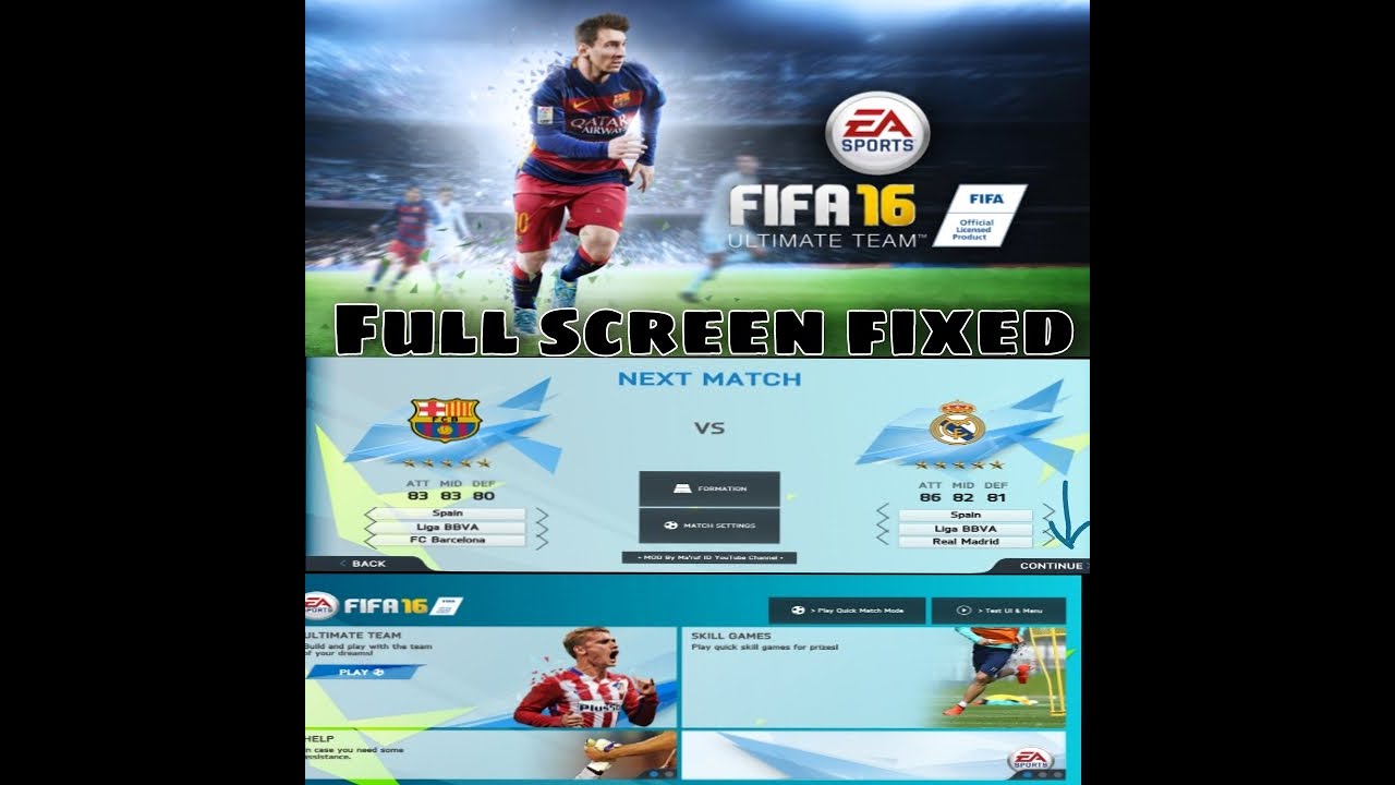 Fifa 16 full screen fixed,controls, difficulties, works on all versions ...