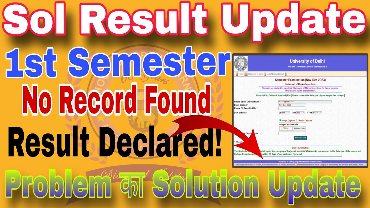 Du Sol 1st Semester Result Update || Sol First Semester Result No ...