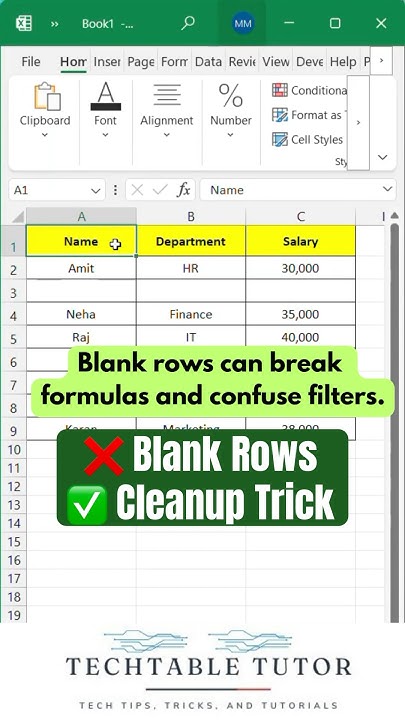 Don't Leave Blank Rows in Excel — Here's the Clean-Up Trick! #excelshorts #excel #exceltricks ...