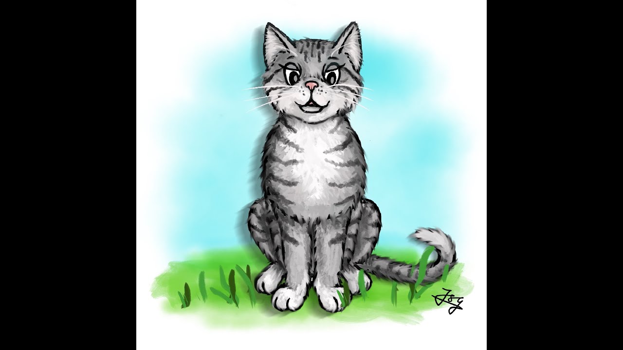 🐱 Grey Tabby Cat- Character Illustration Creation Time-lapse - YouTube