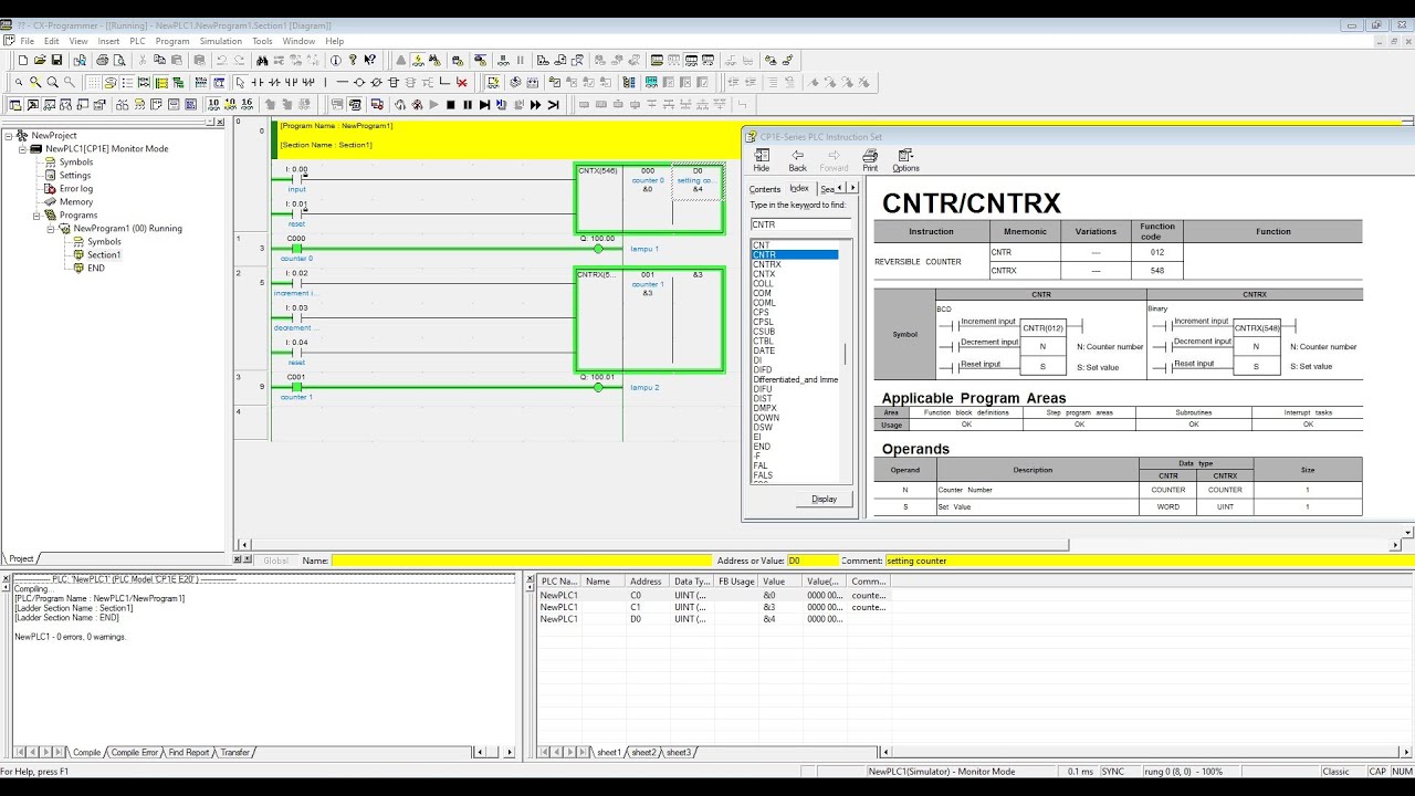 11. Instruksi Counter ( CNT, CNTX, CNTR, CNTRX ) pada Plc Omron - YouTube