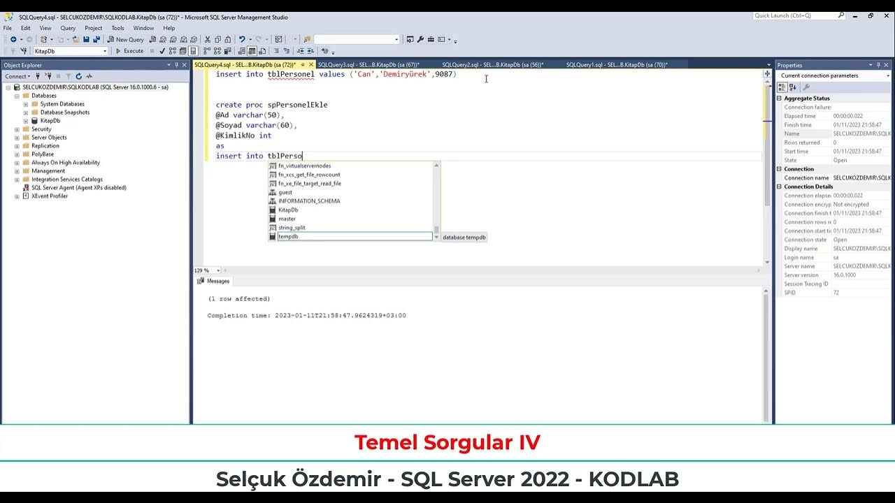 SQL SERVER 2022 Temel Sorgular 4 - YouTube