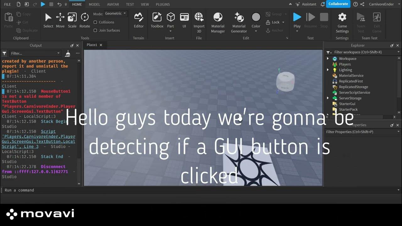 how to detect a mouse button click on a GUI button in roblox studio - YouTube
